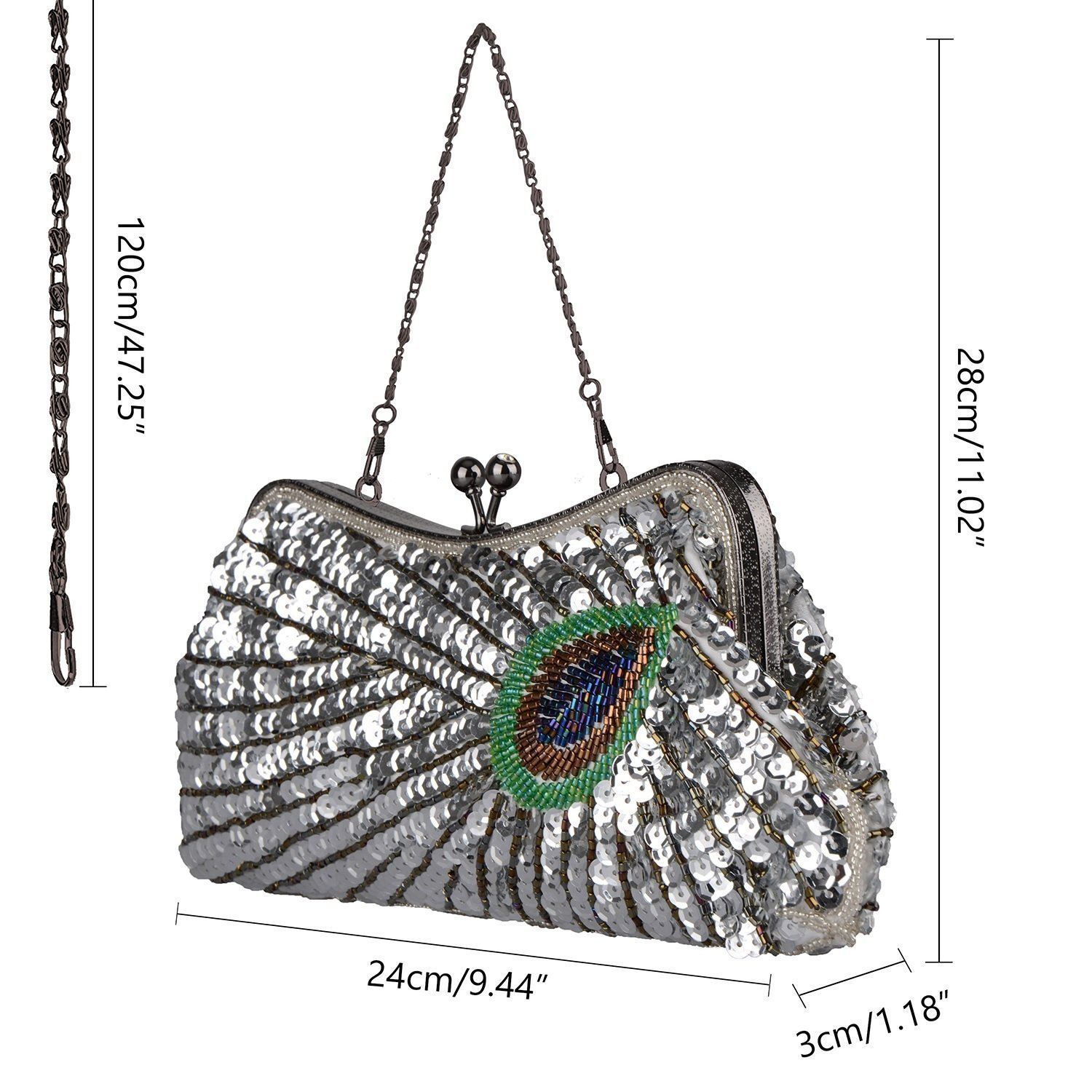 Women's Noble Peacock Sequin Handbag|JaosWish – VINTAGEPOST